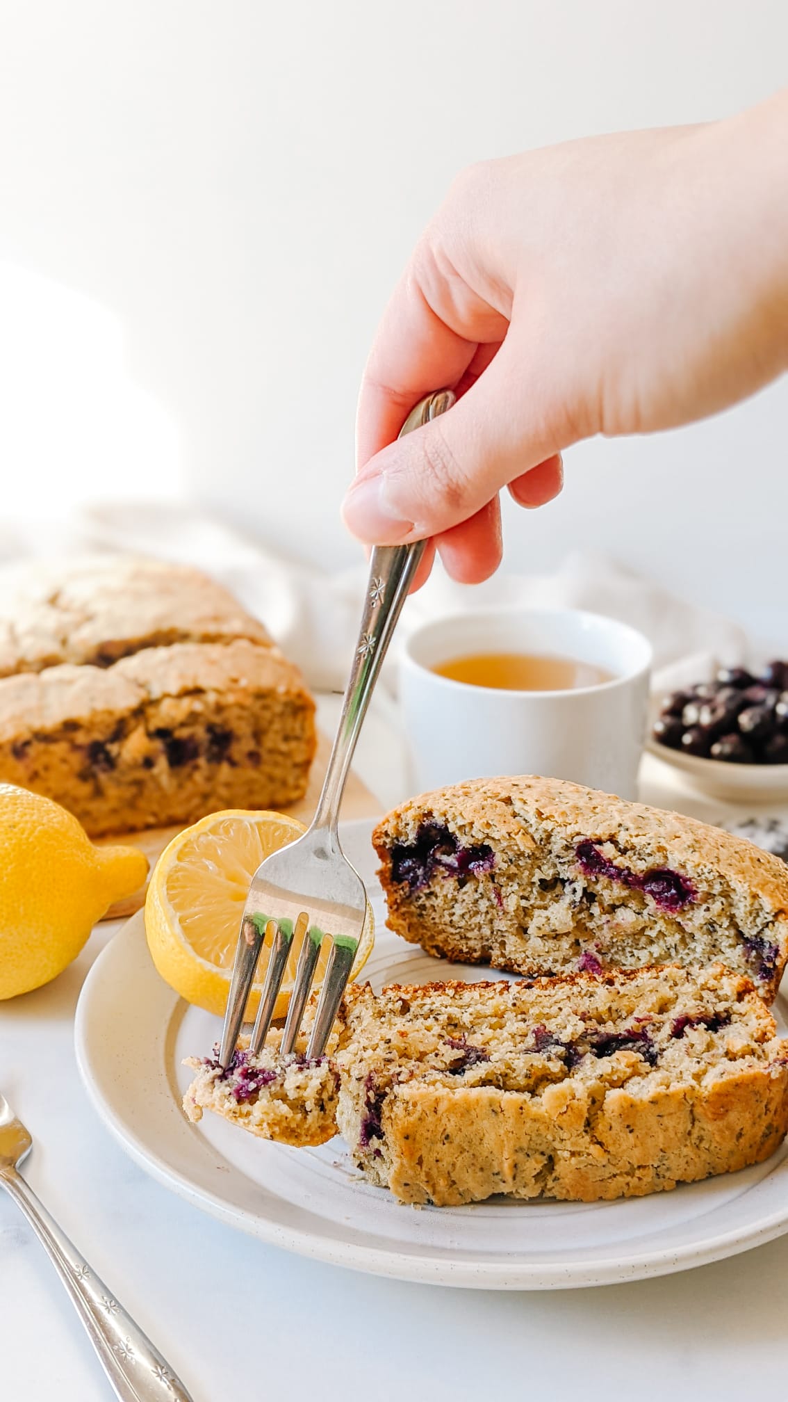 Earl Grey Tea Loaf Cake with Blueberries and Lemon Curd - The Cup of Life